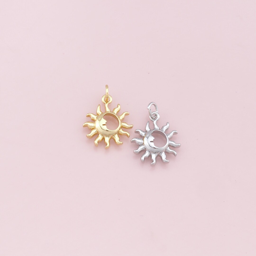 18K Gold Filled Sun Pendant,hollow Sun Charm Bracelet Necklace for DIY ...
