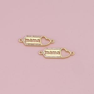 18K Gold Filled Mama Pendant,cz Micro Pave Mama Charm Bracelet Necklace ...
