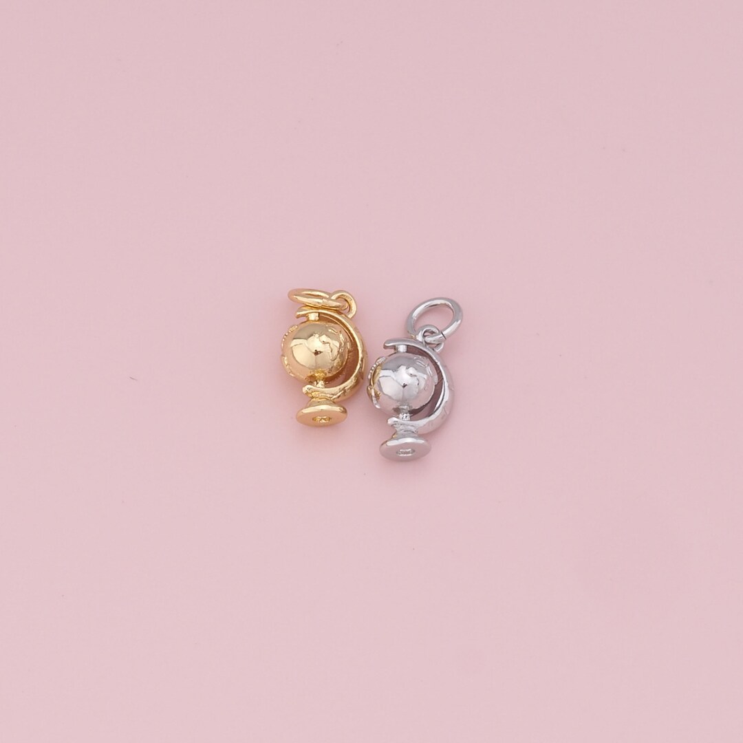 Gold Globe Charms,18k Gold Filled Globe Pendant,globe Charm Bracelet ...