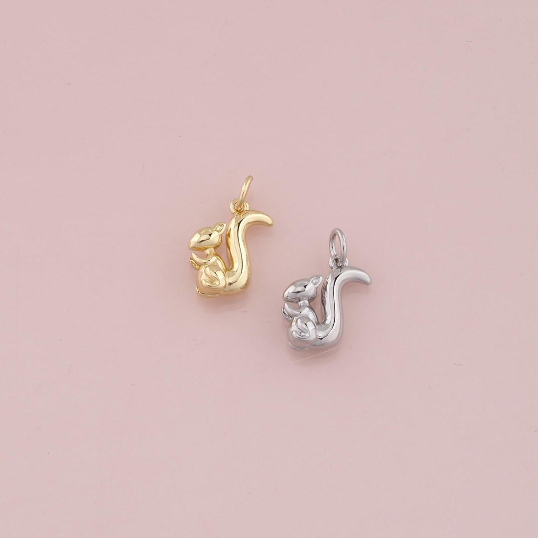 18K Gold Filled Squirrel Pendant,dainty Animal Charm Bracelet Necklace ...