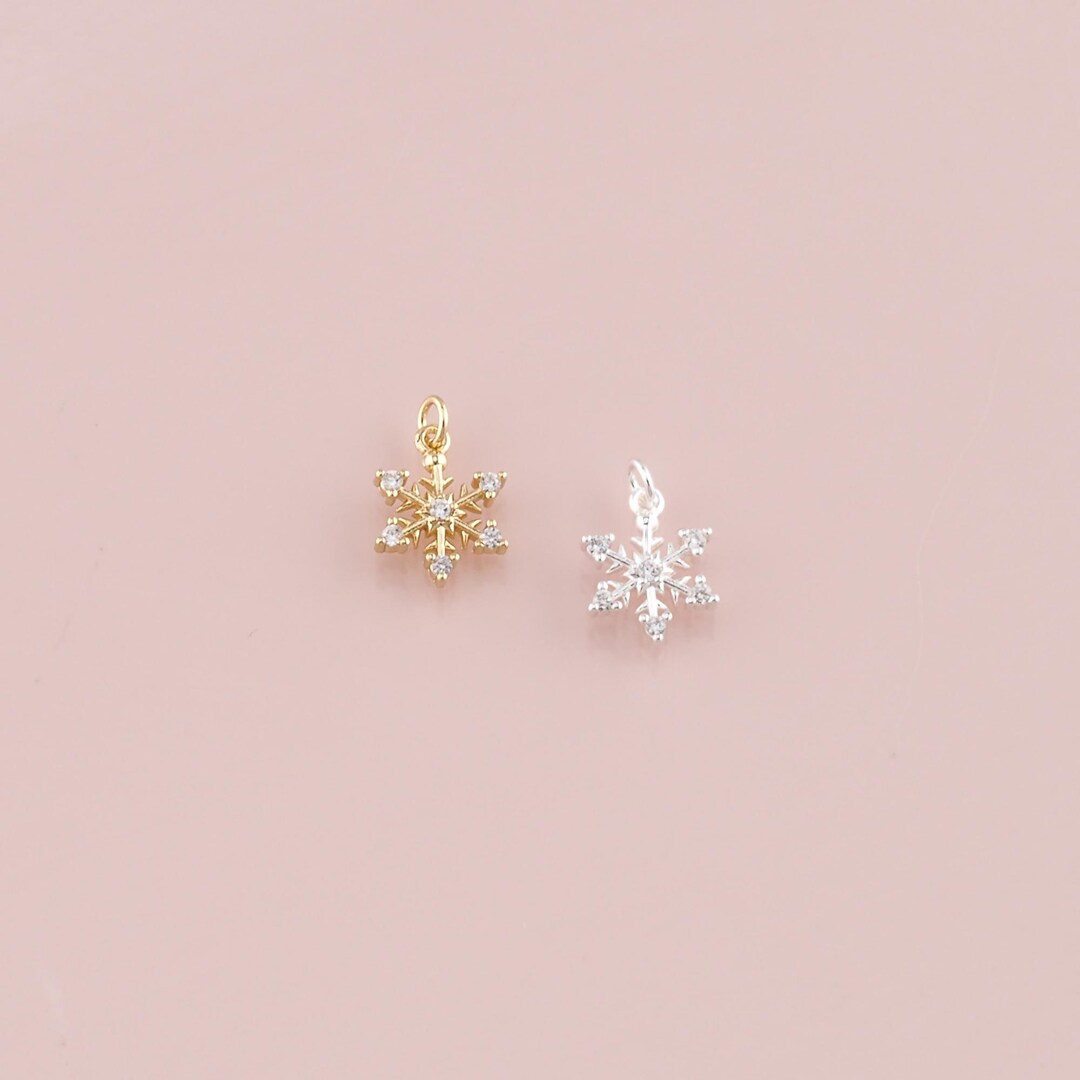 18K Gold Filled CZ Snowflake Pendant,dainty Snowflake Charm Bracelet ...
