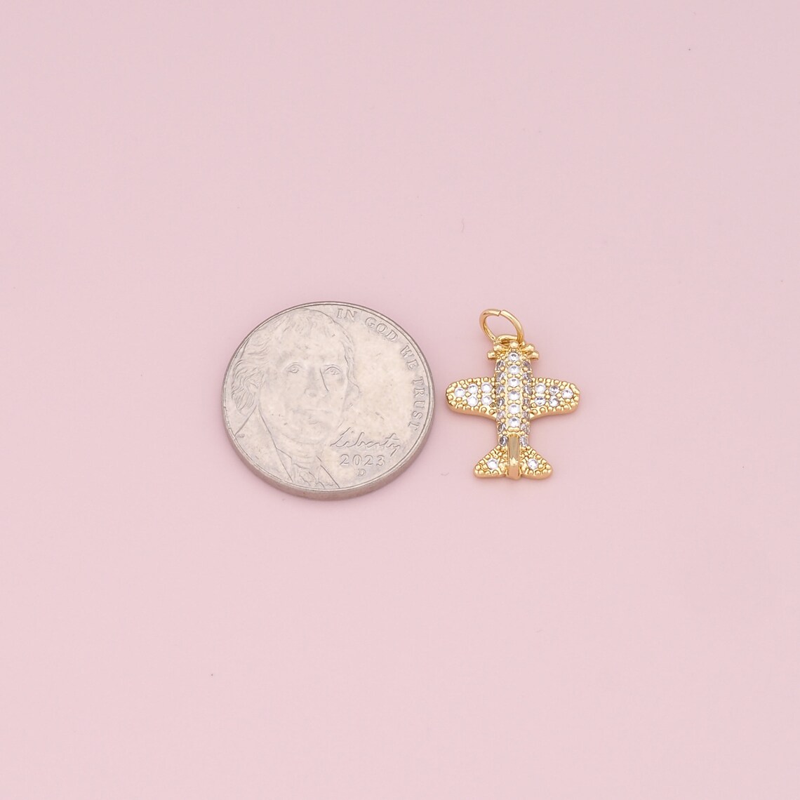 Gold Airplane Charms,18k Gold Filled Airplane Pendant,cz Micro Pave ...