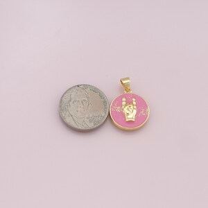Gold Gesture Charms,18k Gold Filled Round Coin Hand Pendant,hand Charm ...