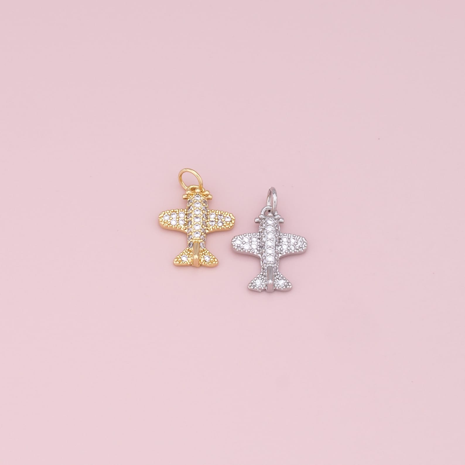Gold Airplane Charms,18k Gold Filled Airplane Pendant,cz Micro Pave ...