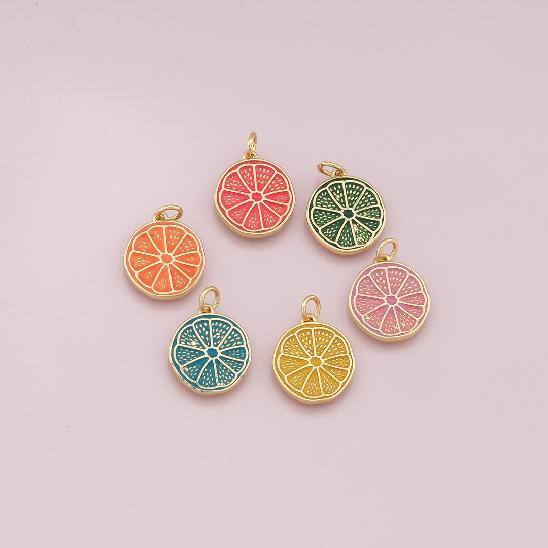 18K Gold Filled Lemon Pendant,enamel Fruit Charm Bracelet Necklace for ...