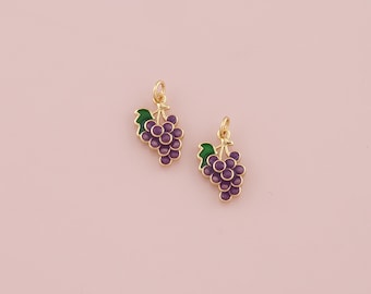 Gold Grape Charms,18k Gold Filled Grape Pendant,cz Micro Pave Fruit ...