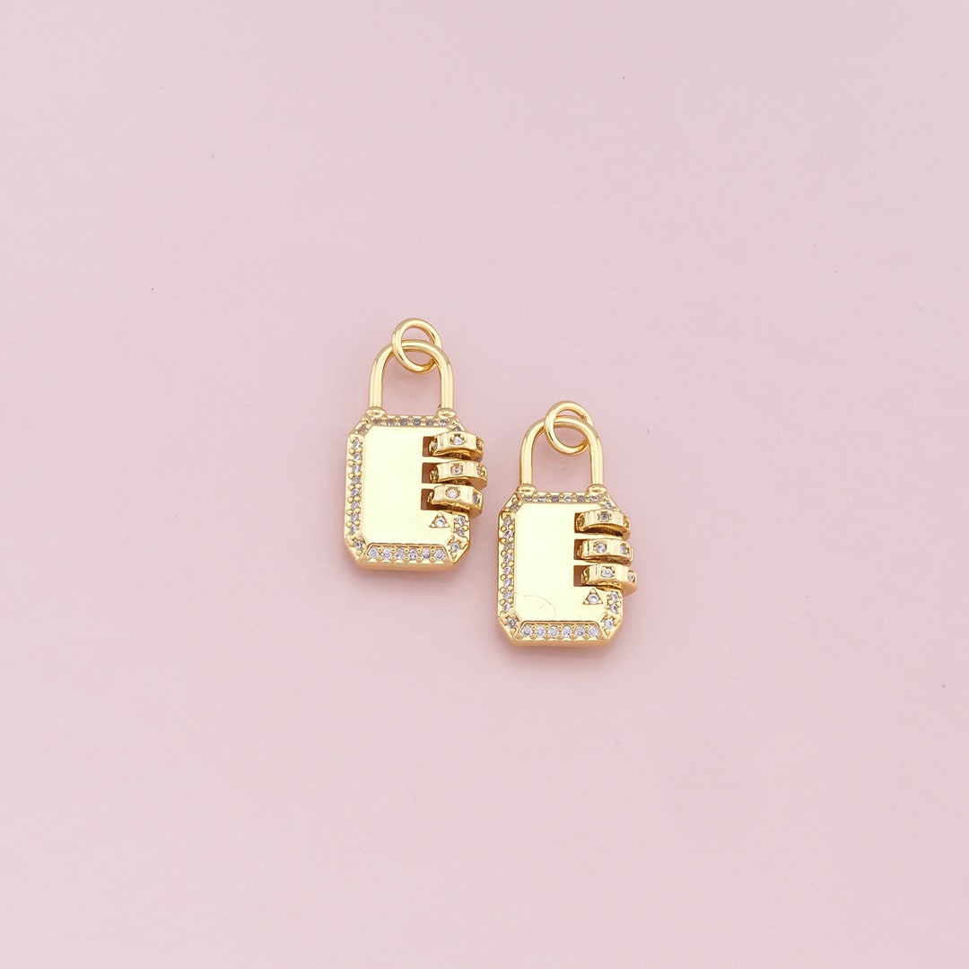 Gold Key Lock Charms,18k Gold Filled Key Pendant,cz Micro Pave Lock ...