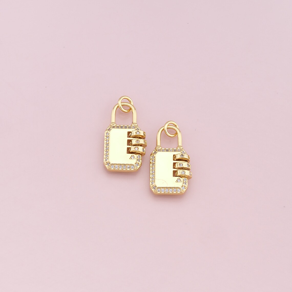 Gold Key Lock Charms,18k Gold Filled Key Pendant,cz Micro Pave Lock ...