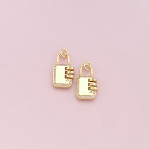 Gold Key Lock Charms,18k Gold Filled Key Pendant,cz Micro Pave Lock ...