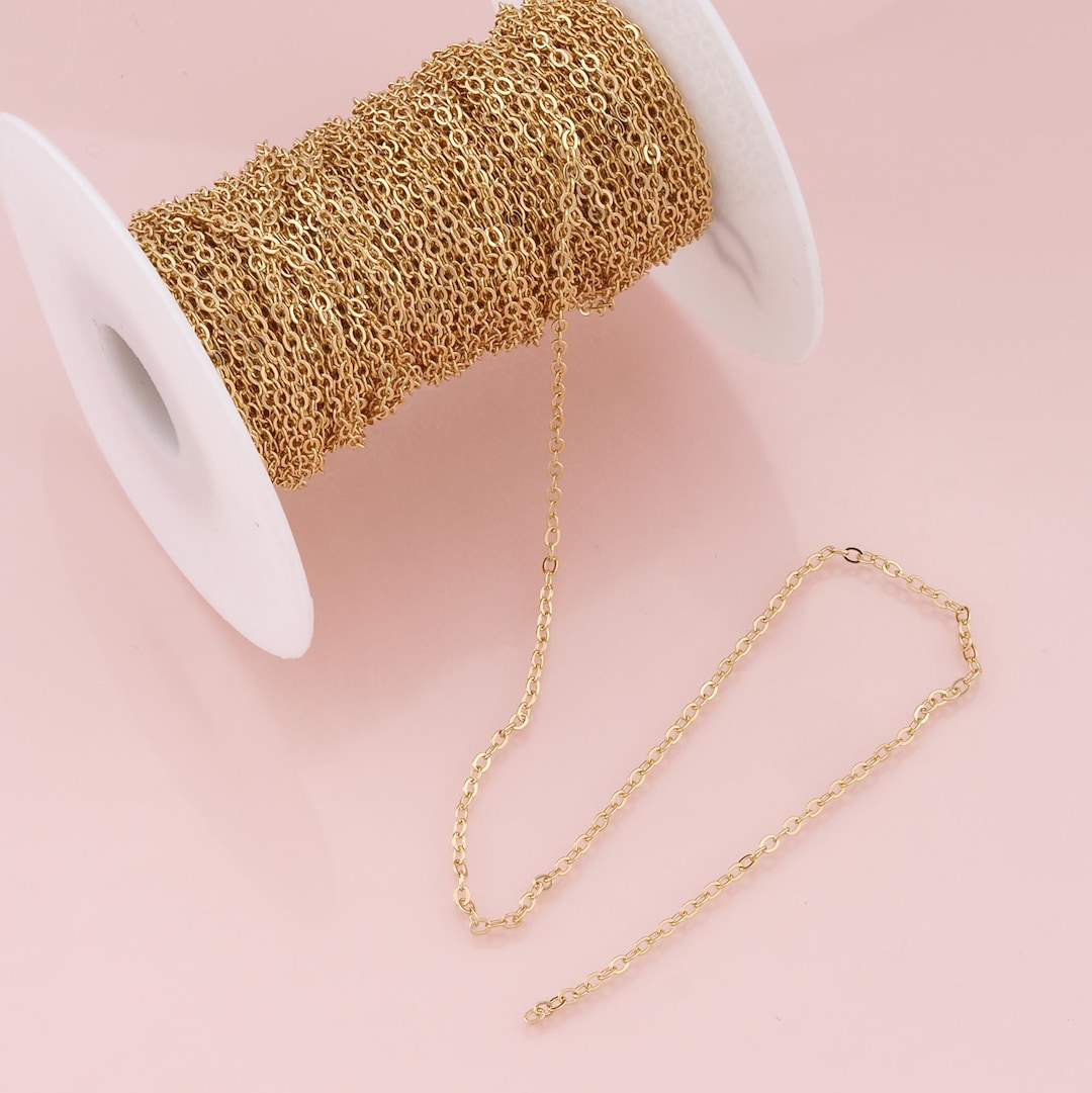 Gold Oval Chain,18k Gold Filled Rectangle Chain for Necklace Bracelet ...