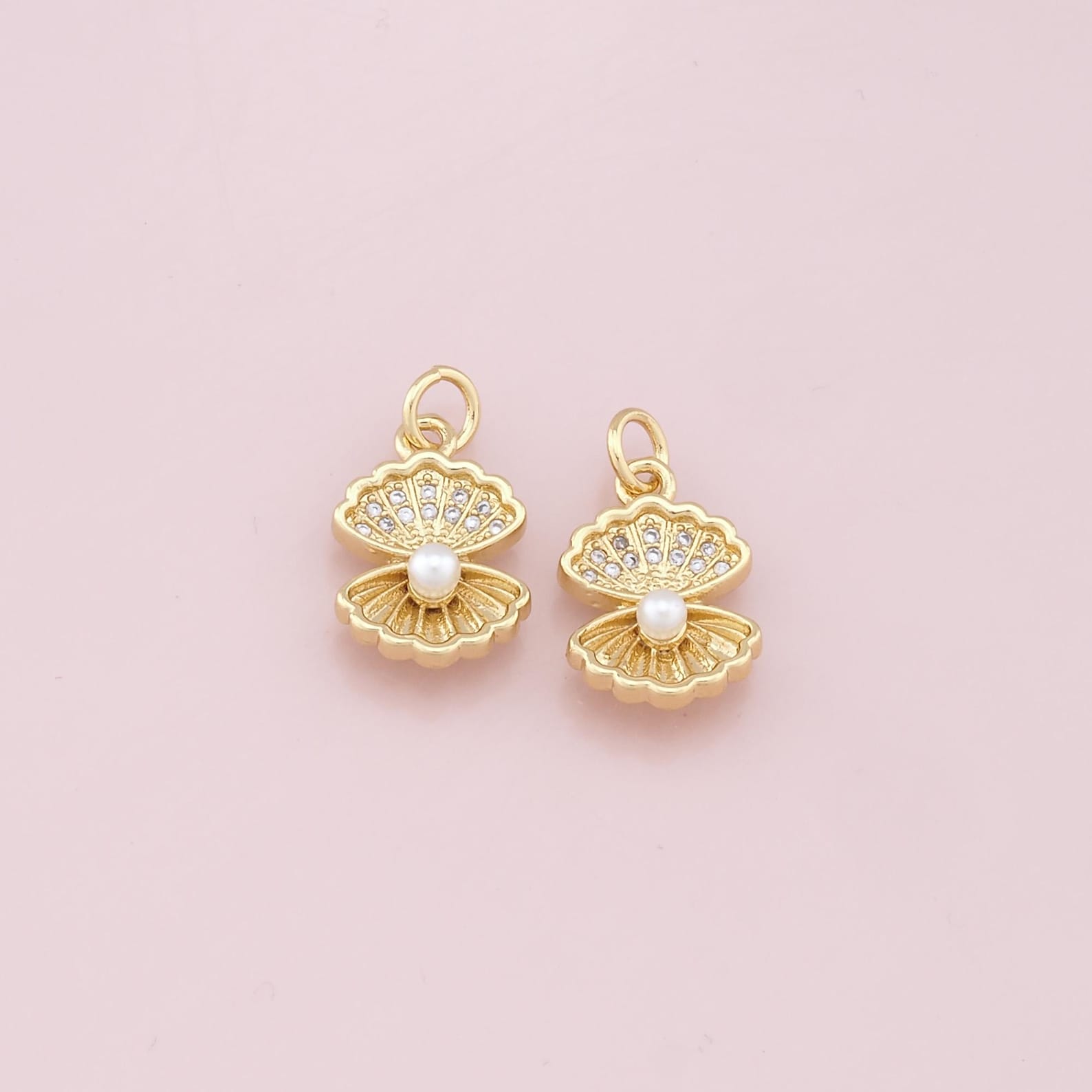 18K Gold Filled Shell Pendant,cz Micro Pave Shell Charm Bracelet ...
