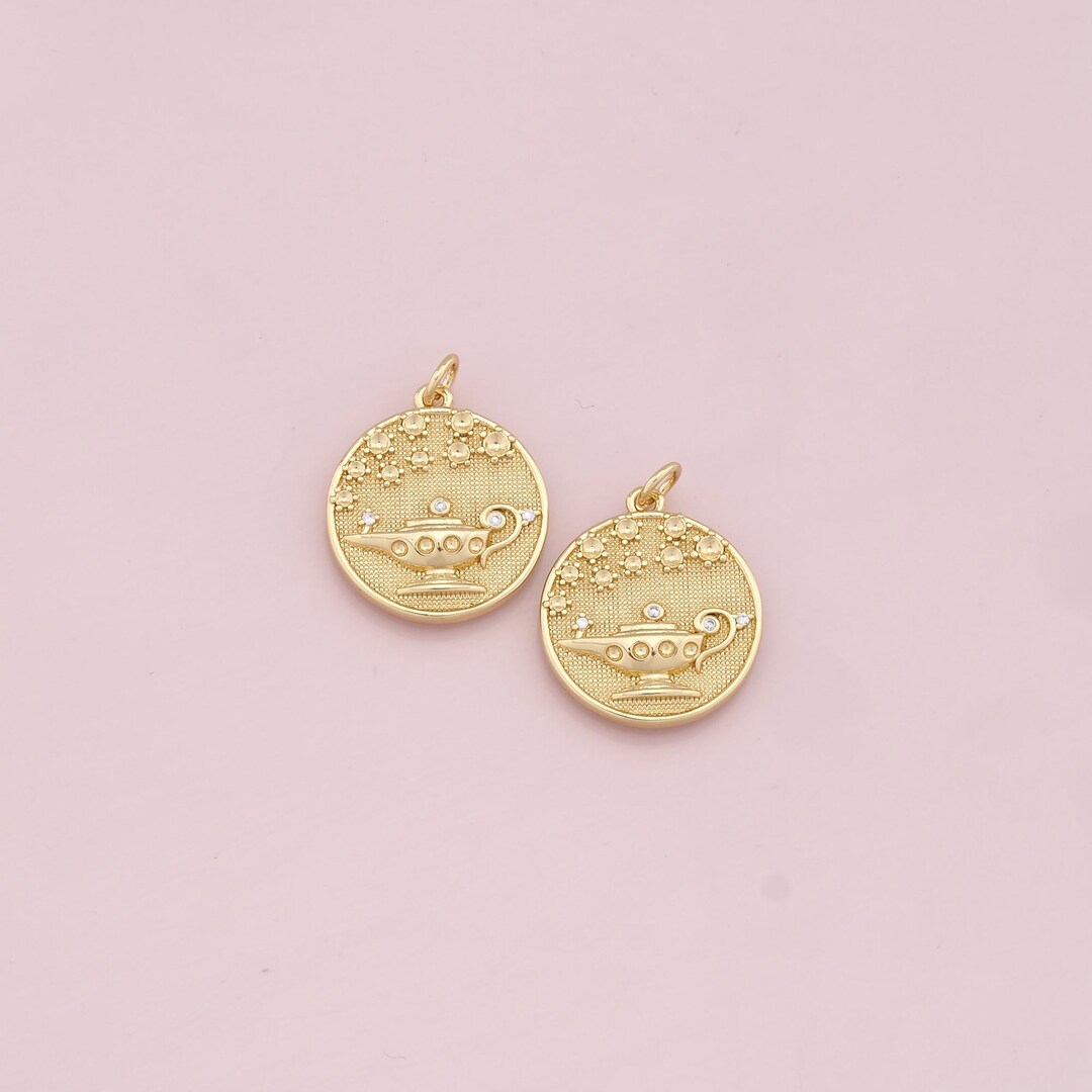 18K Gold Filled Magical Genie Lamp Pendant,dainty Aladdin Lamp Charm ...