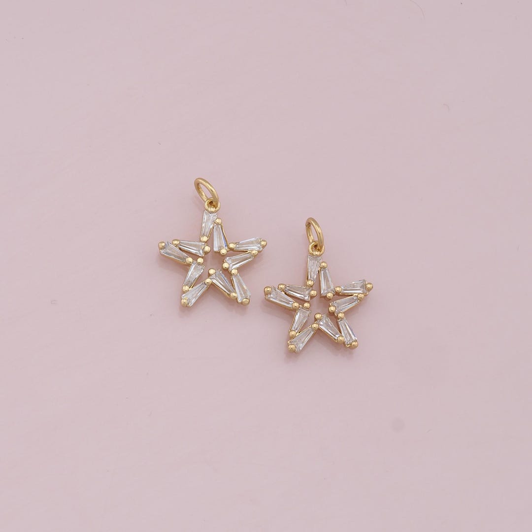 18K Gold Filled Star Pendant,crystal Star Charm Bracelet Necklace for ...