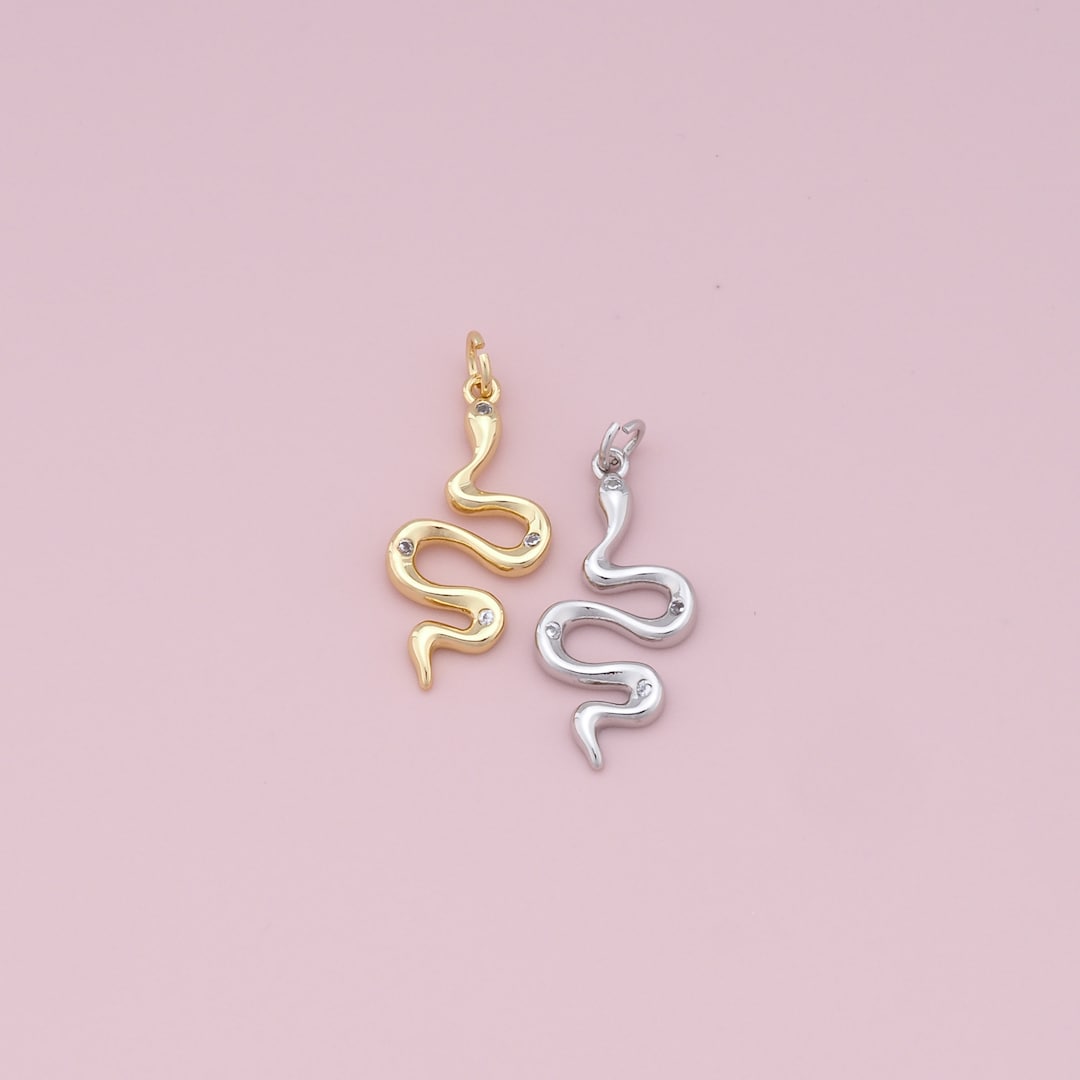 Gold Snake Charms,18k Gold Filled Oval Snake Pendant,silver Snake ...
