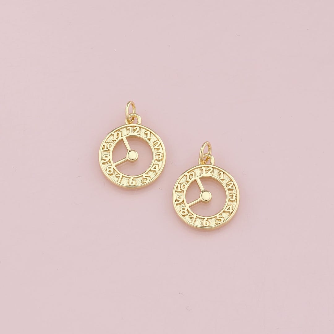 18K Gold Filled Clock Pendant,dainty Clock Charm Bracelet Necklace for ...