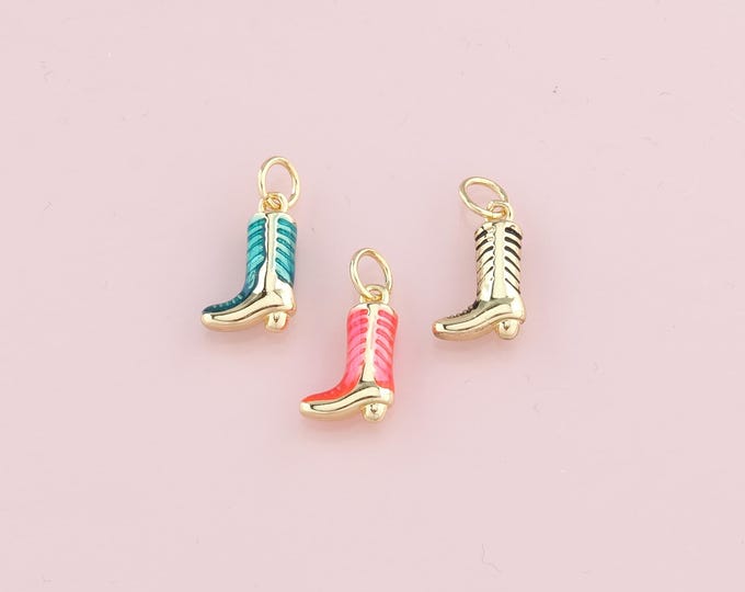 Gold Cowboy Boots Charms,18k Gold Filled Boots Pendant,boots Charm ...
