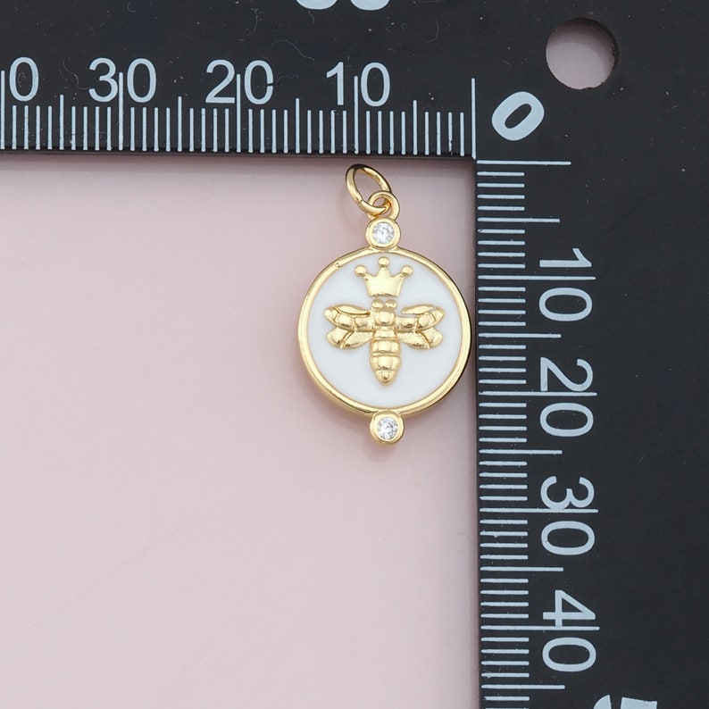 18K Gold Filled Round Coin Bee Pendant,enamel Bee Charm Bracelet ...