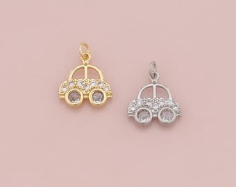 Gold Car Charms,18k Gold Filled Car Pendant,cz Micro Pave Car Charm ...