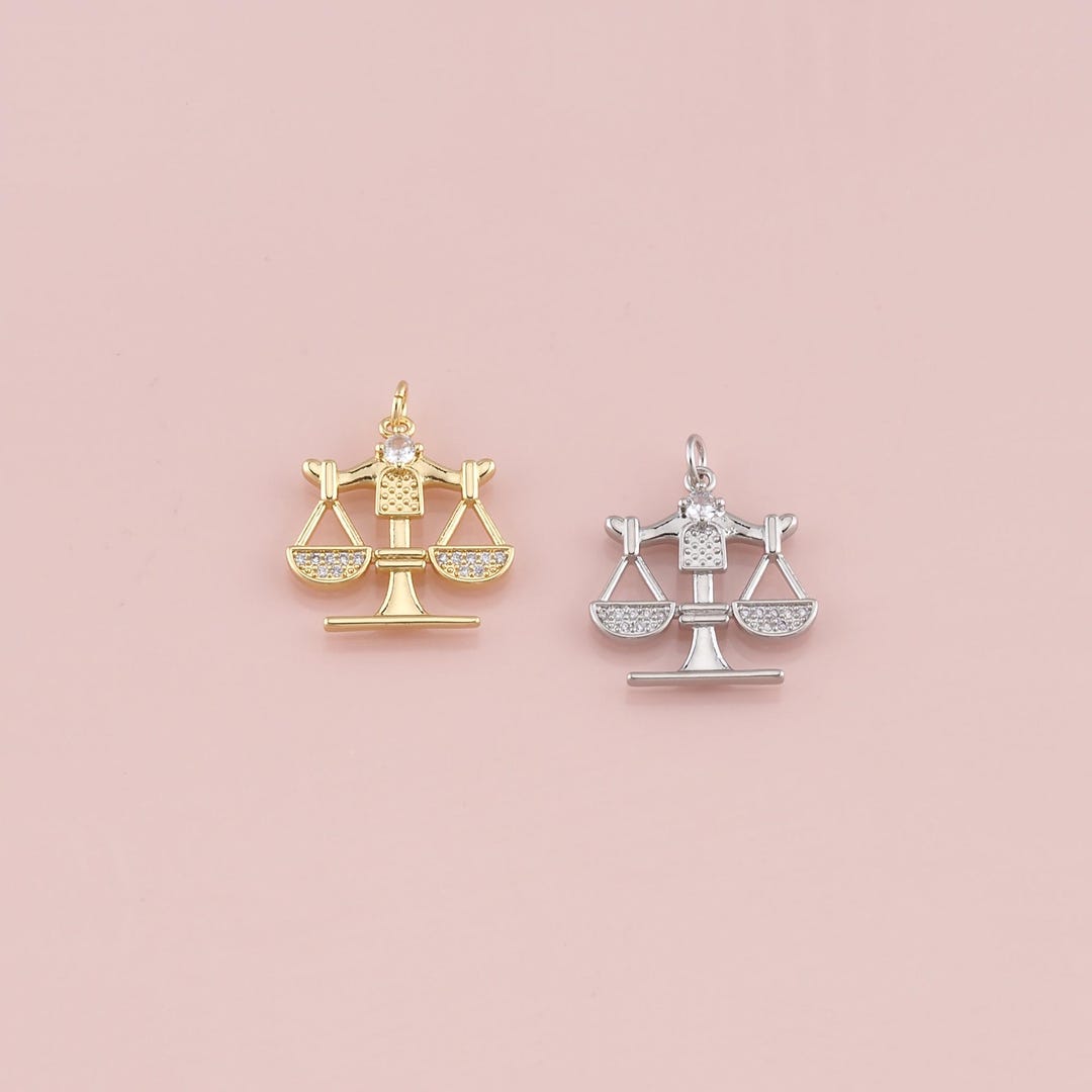 18K Gold Filled Balance Pendant,cz Micro Pave Balance Scale Charm ...