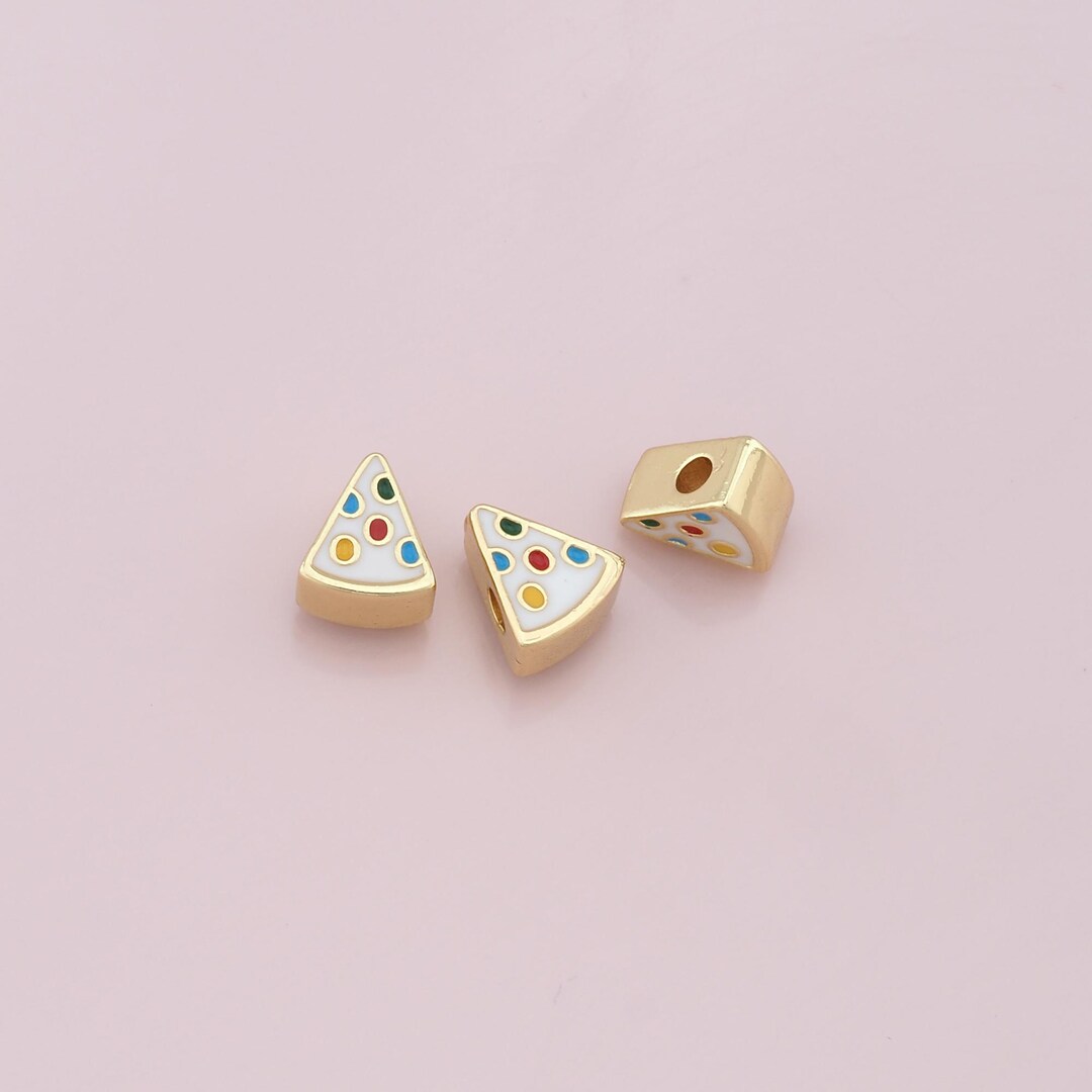 Pizza Spacer Bead,18k Gold Filled Pizza Pendant,enamel Pizza Charm ...