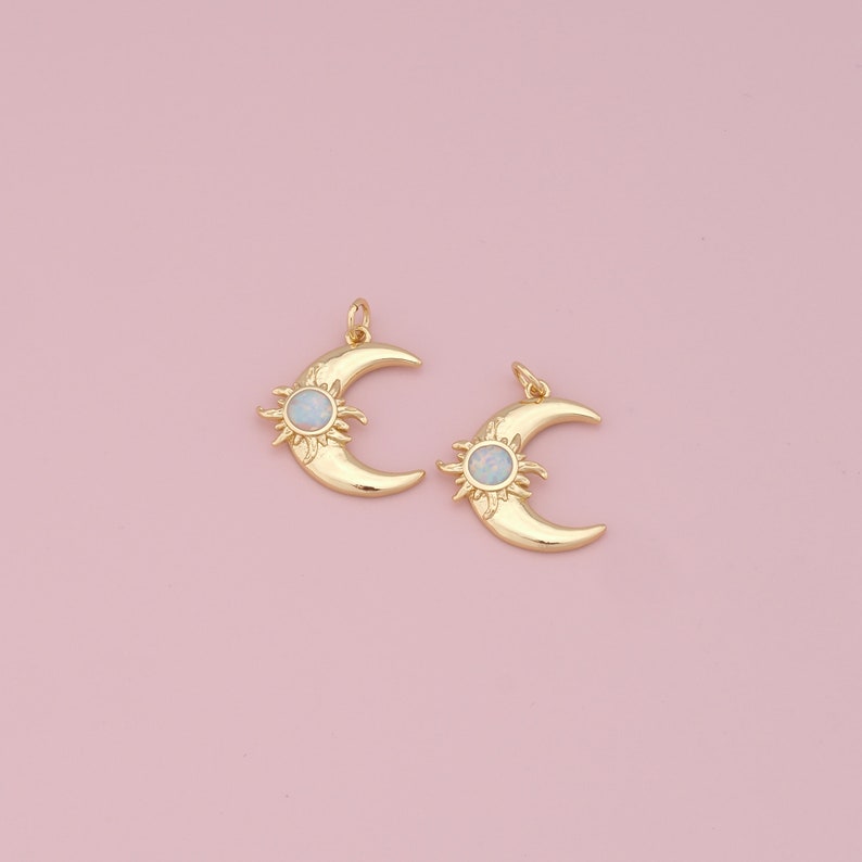 Gold Moon Charms,18k Gold Filled CZ Moon Pendant,celestial Charm ...