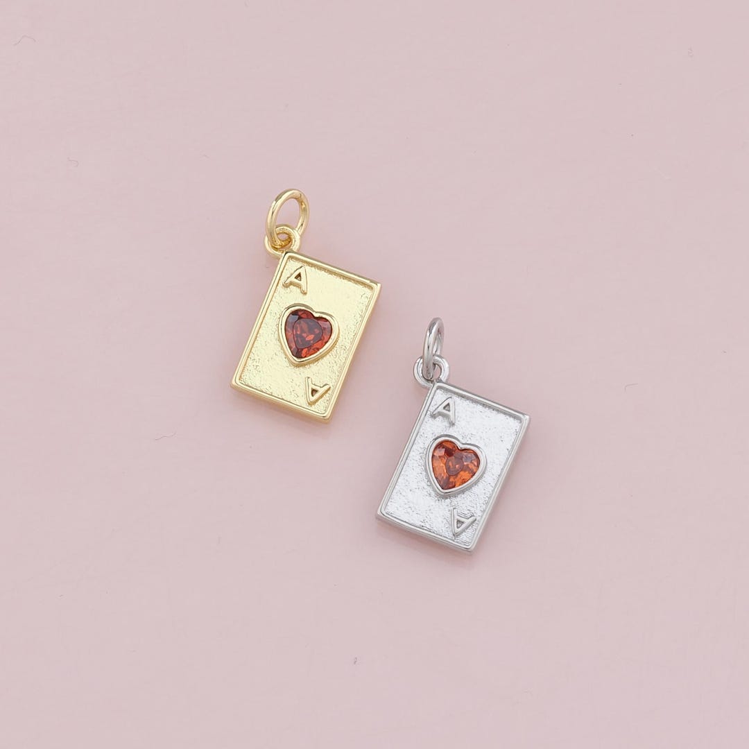 18K Gold Filled Playing Card Pendant,dainty Poker Charm Bracelet ...