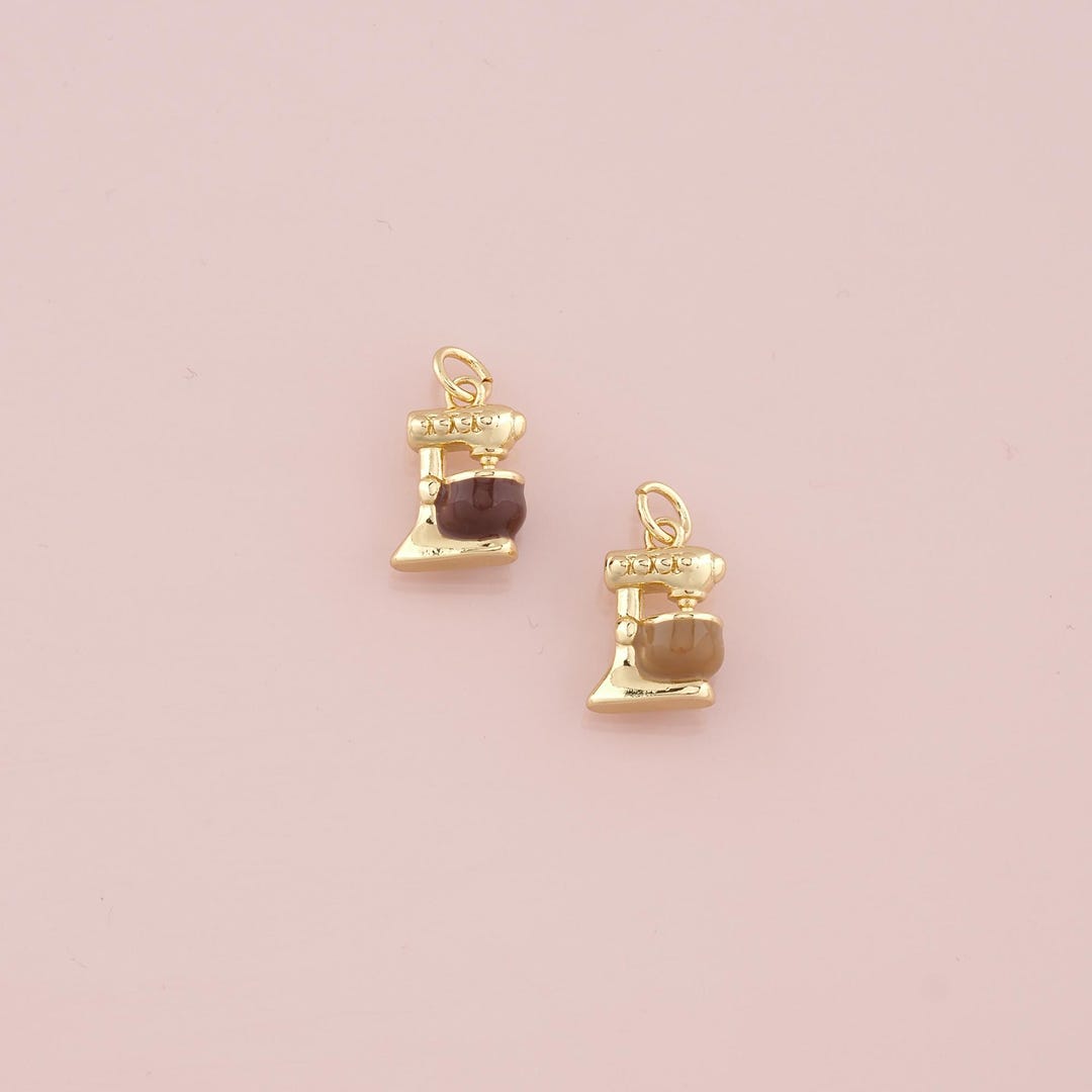 18K Gold Filled Coffee Machine Pendant,enamel Coffee Machine Charm ...