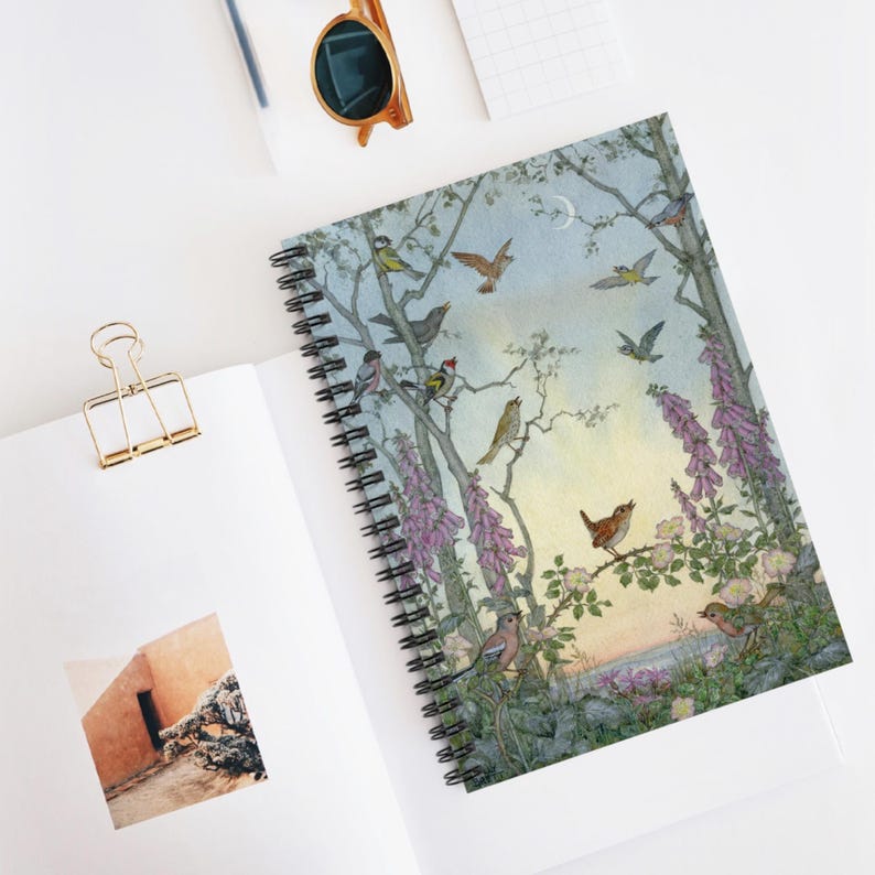 Birds at Dusk Spiral Notebook: Molly Brett Art, Ruled Journal - Etsy