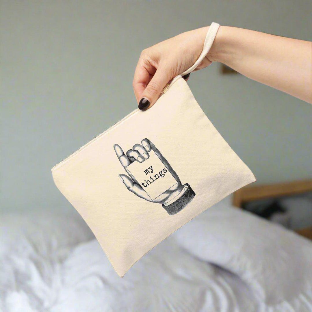 Canvas Zip Bag - My Things. Vintage Illustration Funny Humor Purse ...