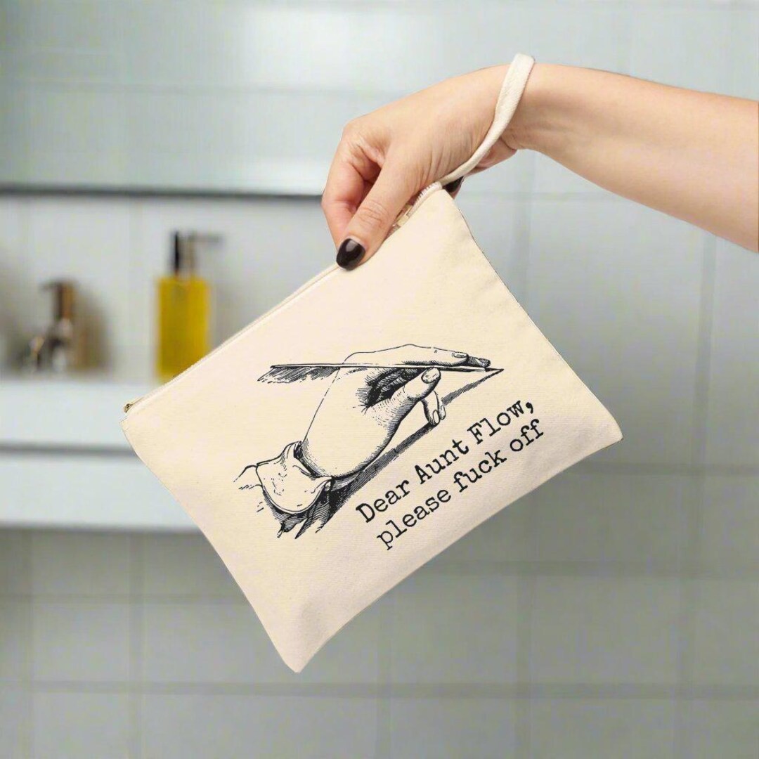 Funny Canvas Zip Bag: Dear Aunt Flow, Rude Humor Mini Tote - Etsy