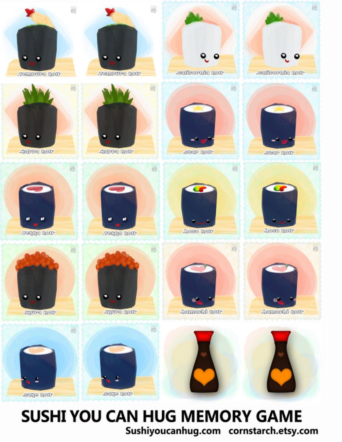 Sushi Matching Game | Etsy