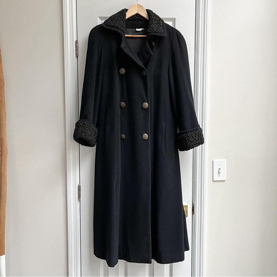 Vintage Curly Lambswool Longline Coat 1980s Black Size Small - Etsy