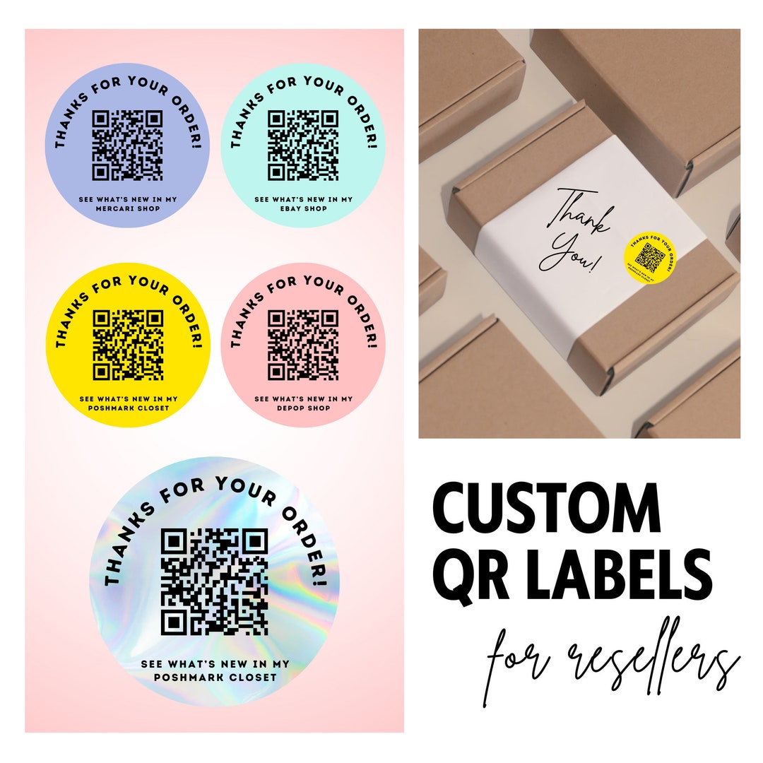 2" Round Custom Shop QR Code Thank You Personalized Package Shipping ...