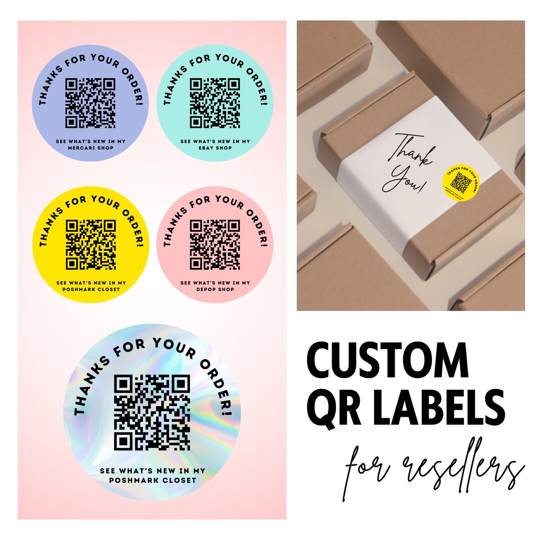 2 Round Custom Shop QR Code Thank You Personalized Package Shipping ...