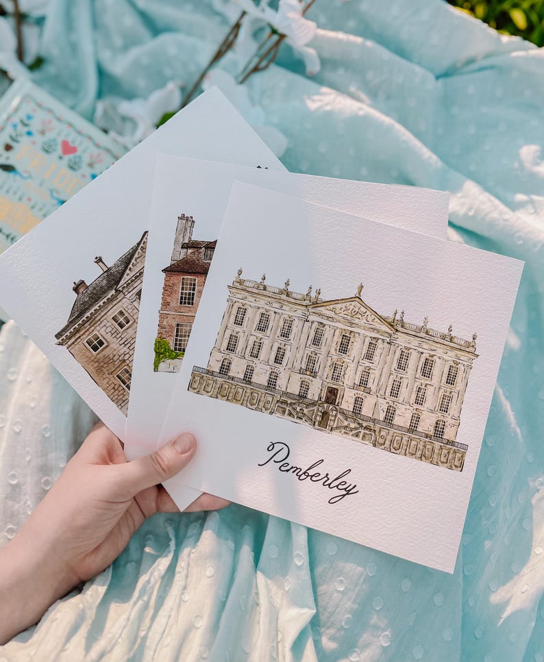 Bundle: Pride and Prejudice House Portrait Prints | Pemberley ...