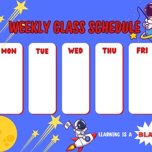 Space Theme Weekly Class Schedule Back to School Teacher Resource Kid ...