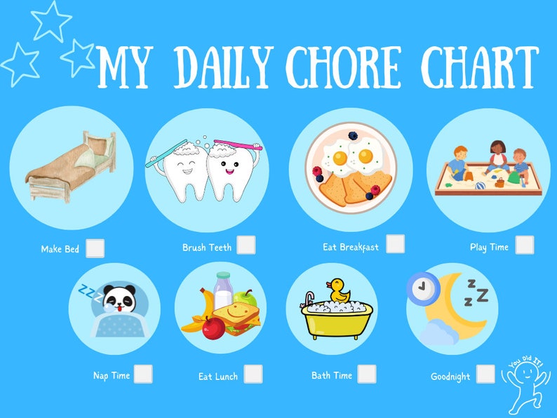 Printable Toddler Chore Chart With Pictures Beginner Cleaning Guide ...