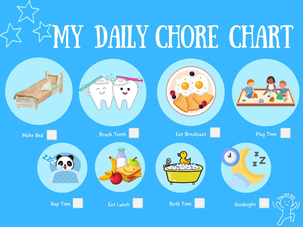 Printable Toddler Chore Chart With Pictures Beginner Cleaning Guide ...