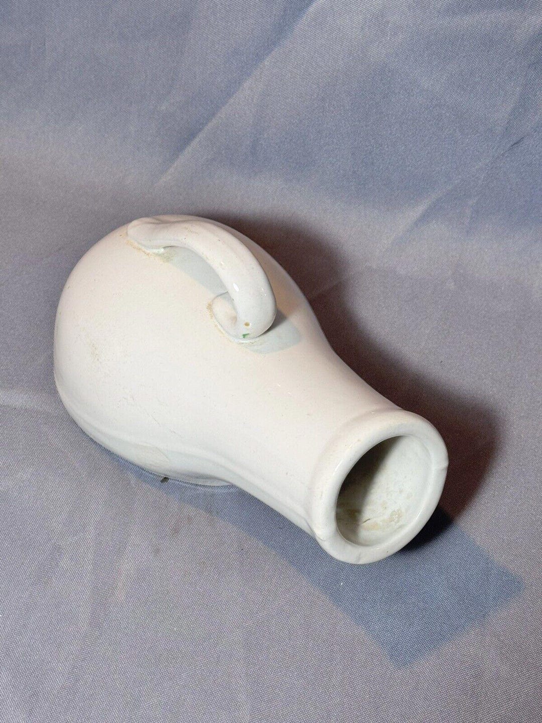 Antique 9” Men's Hospital Porcelain Urinal Handle Flat Bottom Bedpan ...