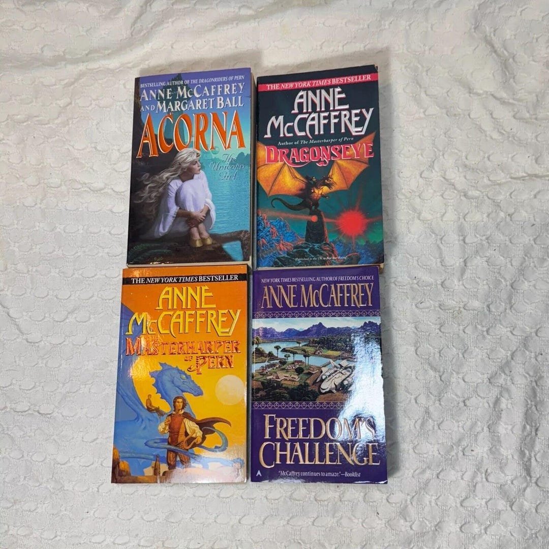 Lot of 4 Anne Mccaffrey Books 1998 Dragonseye Masterharper Acorna First ...