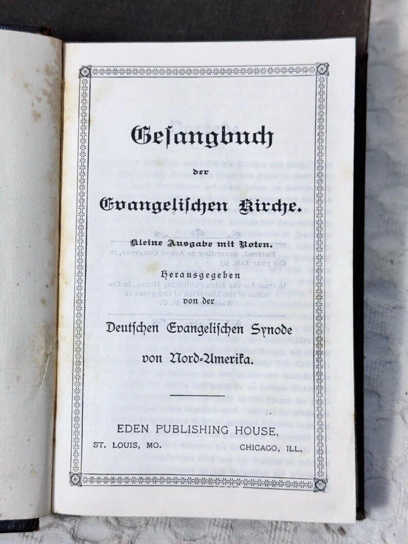 Antique 1908 Gesangbuch German Evangelical Song Book Hymnal Hardcover ...