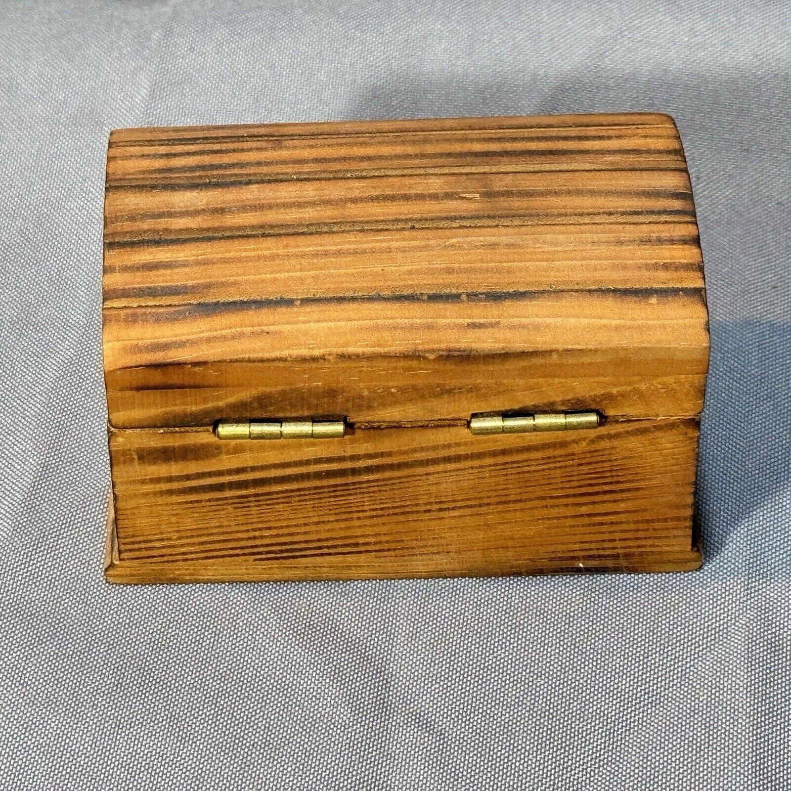 Vintage 4” Wood Latch Lock Box Trunk Treasure Chest Trinkets Jewelry ...