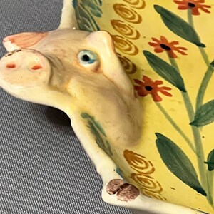Vintage Pig Plate Dish Made in Italy Handmade Art Pottery Oval 8 3/4 ...