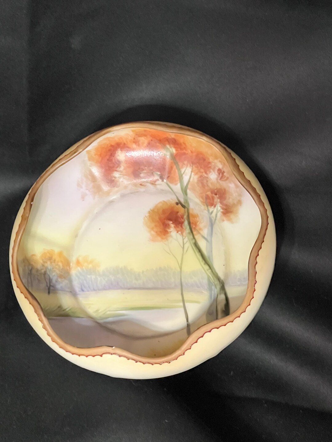 Antique Nippon Small Porcelain Hand Painted Dish With Trees - Etsy