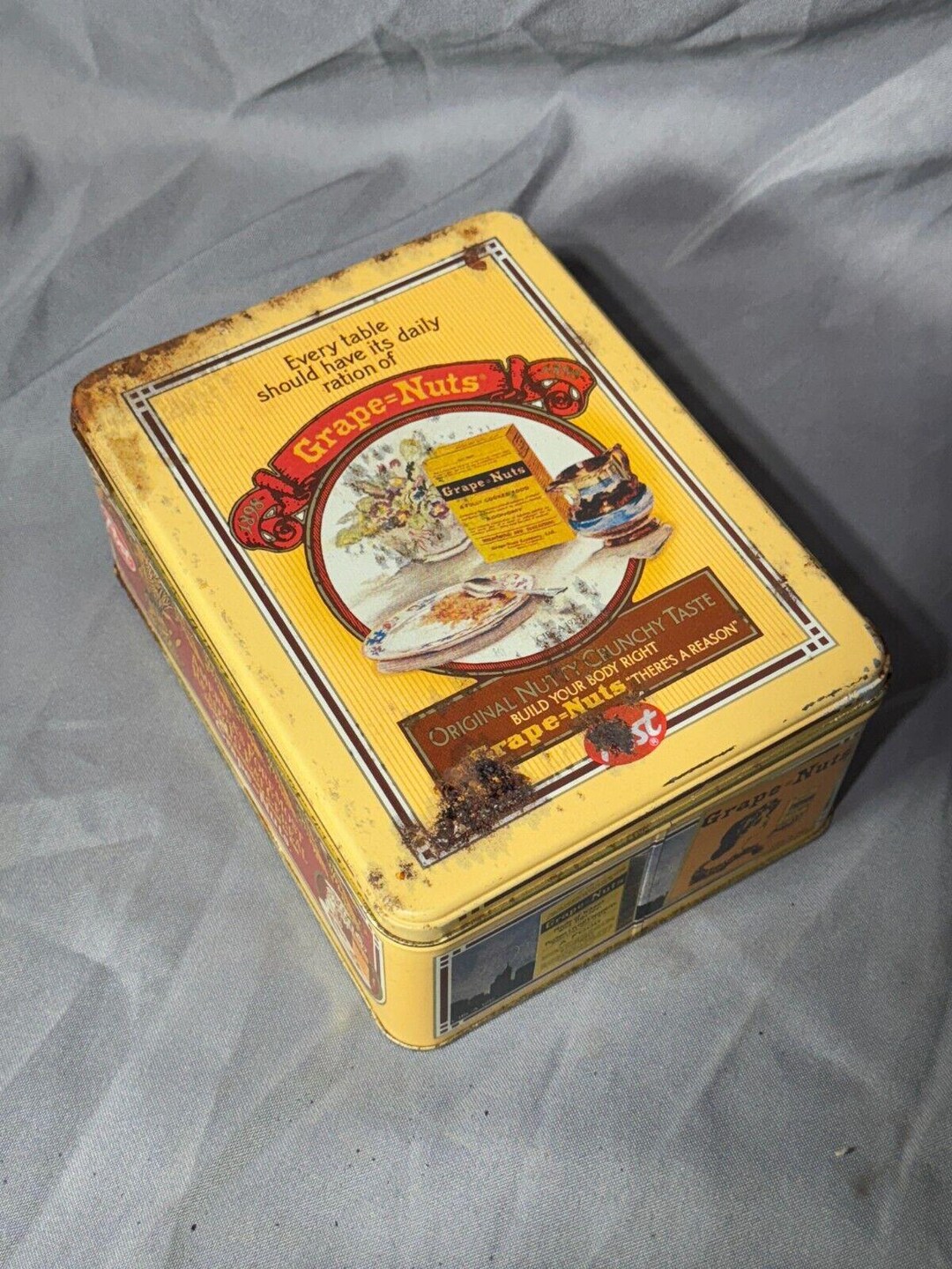 1970s Post Cereal 8" Collectible Tin Grape Nuts Collectible Memorial ...