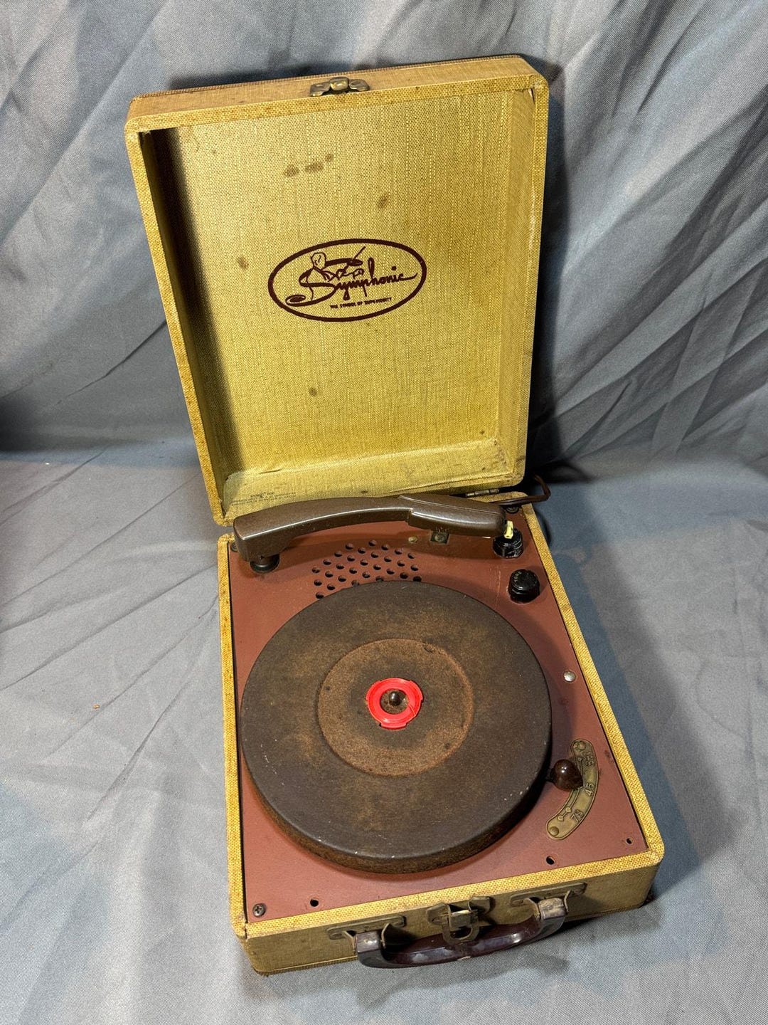 1950s RCA Symphonic 3-speed Portable Record Player Locking Case Handle ...