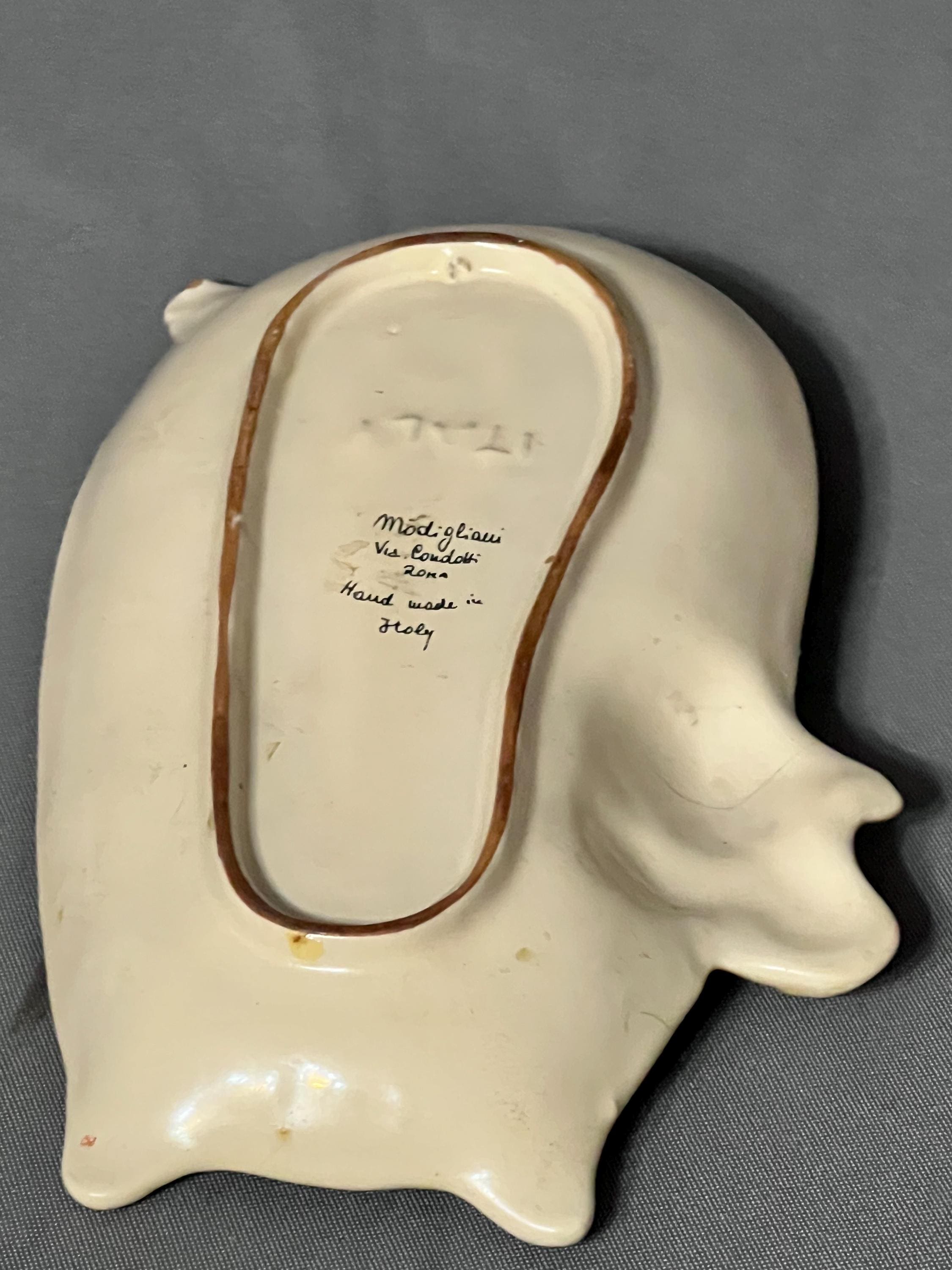 Vintage Pig Plate Dish Made in Italy Handmade Art Pottery Oval 8 3/4 ...