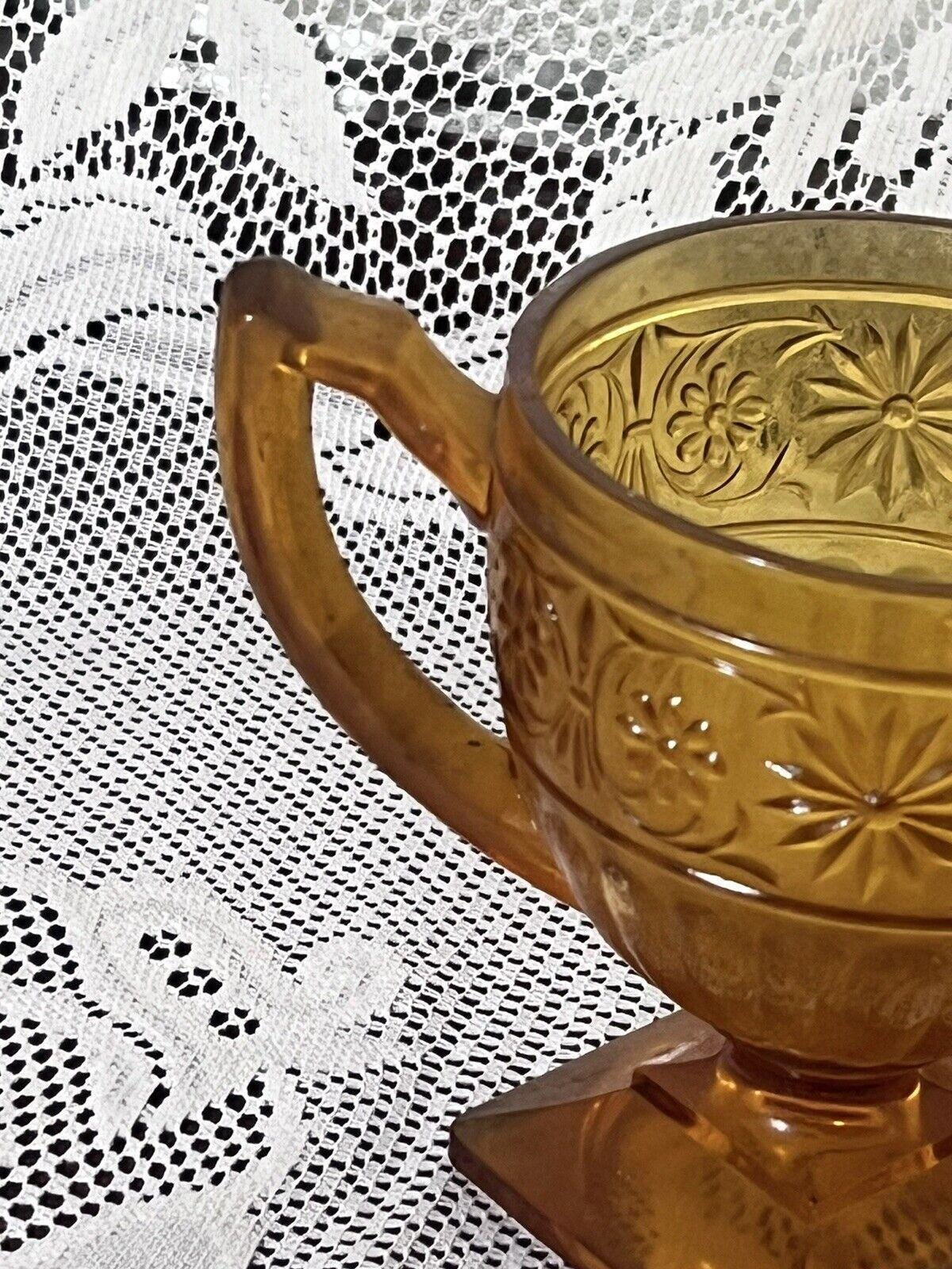 Vintage Amber Glass Sugar Bowl Daisy Pattern Made by Indiana Glass - Etsy