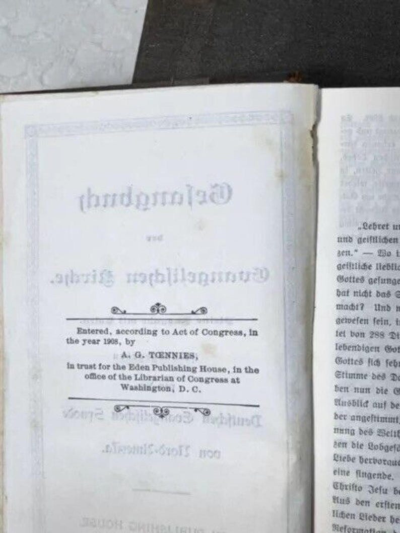 Antique 1908 Gesangbuch German Evangelical Song Book Hymnal Hardcover ...