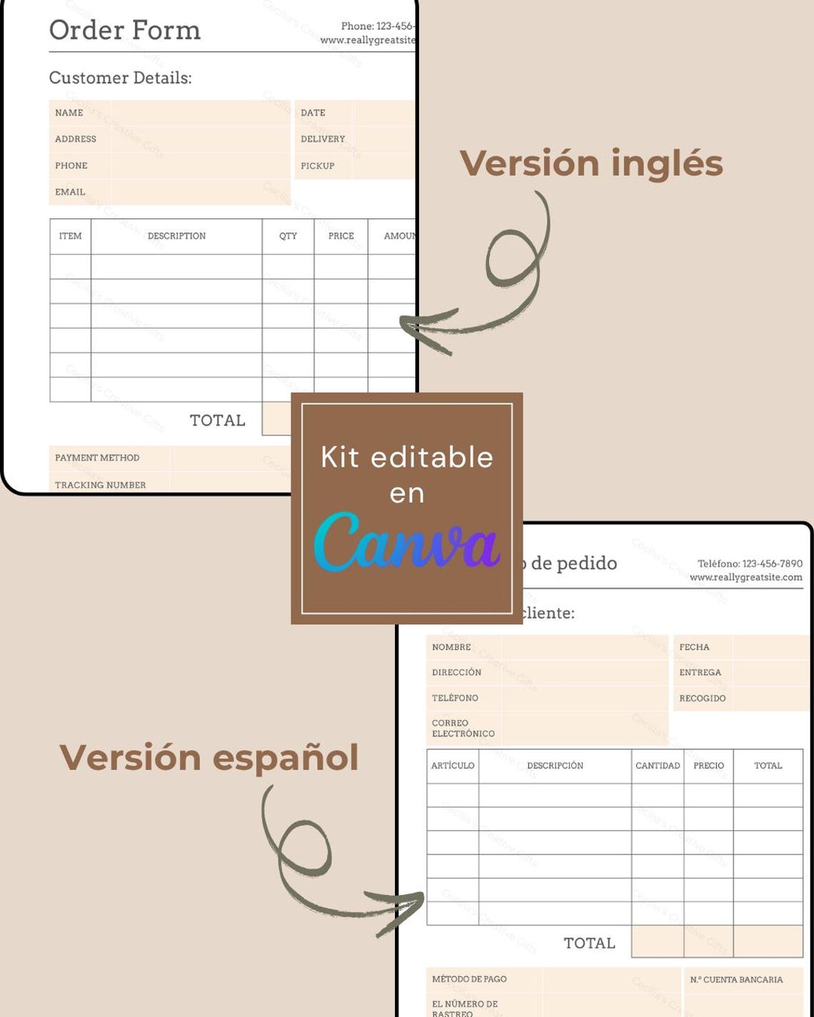 Hoja De Pedidos Editable En Canva – Formulario Para Negocios Order Form ...